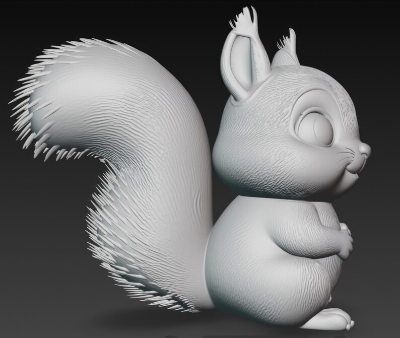 Cute Baby Squirrel STL for 3D Print, Animal Statue Figure STL Printing ...
