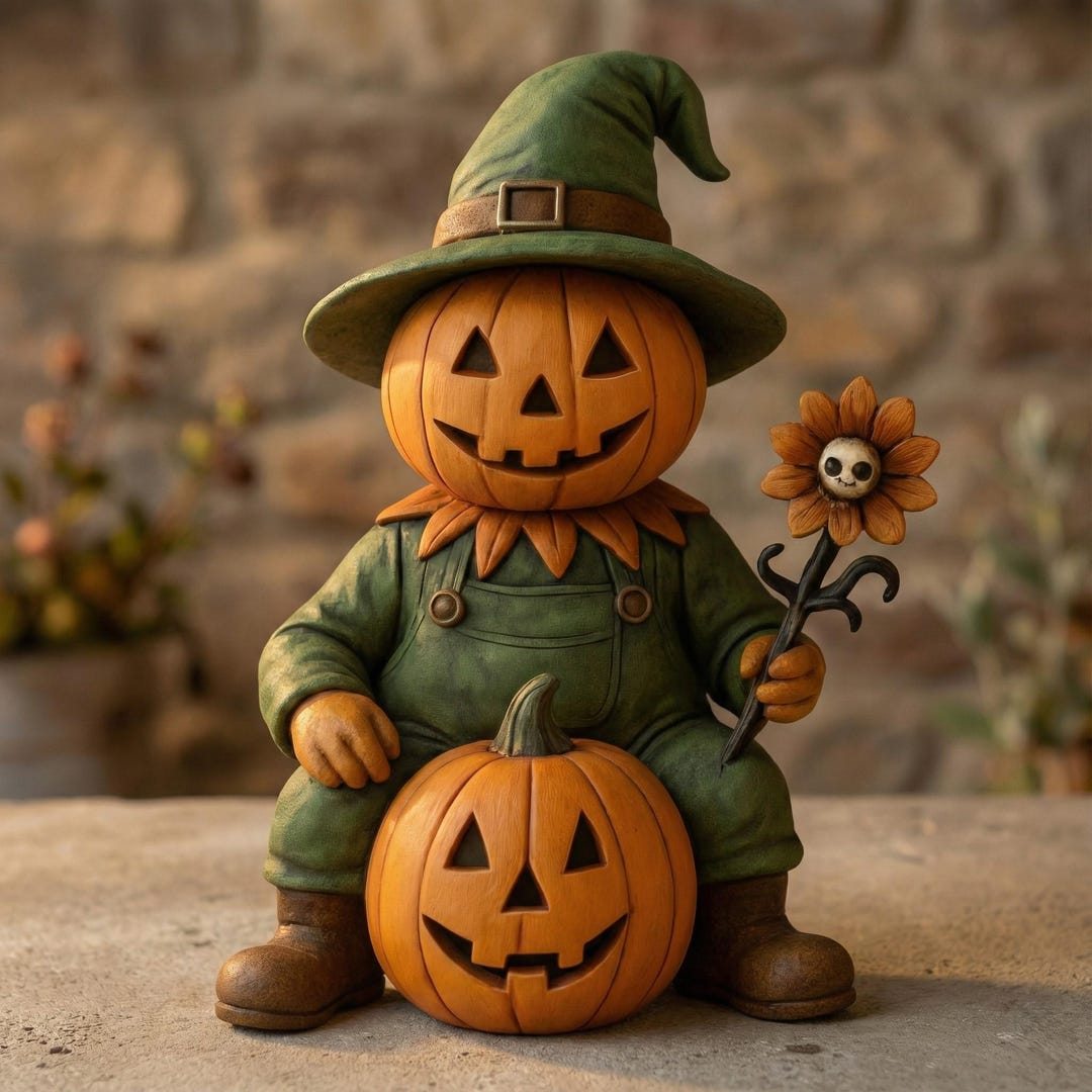 Pumpkinhead Guy STL for 3D Print, Pumpkin Head Sitting on Pumpkin STL ...