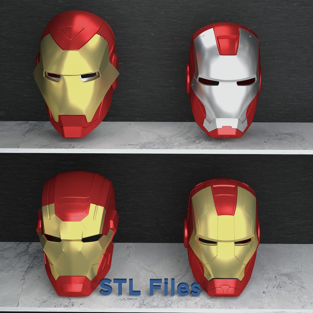 Set of Iron Man Helmets for 3D Print, Iron Man Mask 3D STL Model Print ...