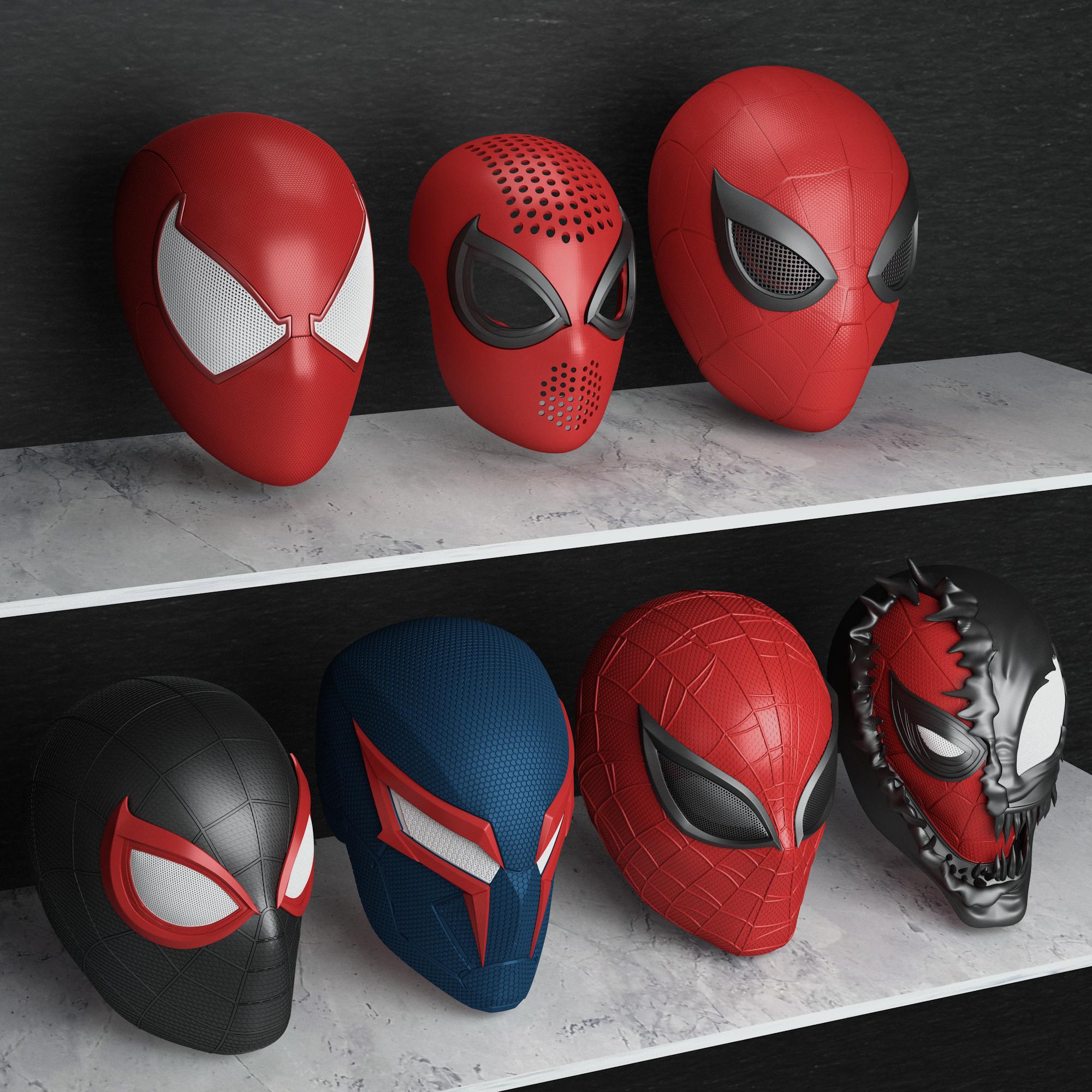 Set of Spider Man Masks for 3D Print, Spiderman Helmet 3D STL Model ...