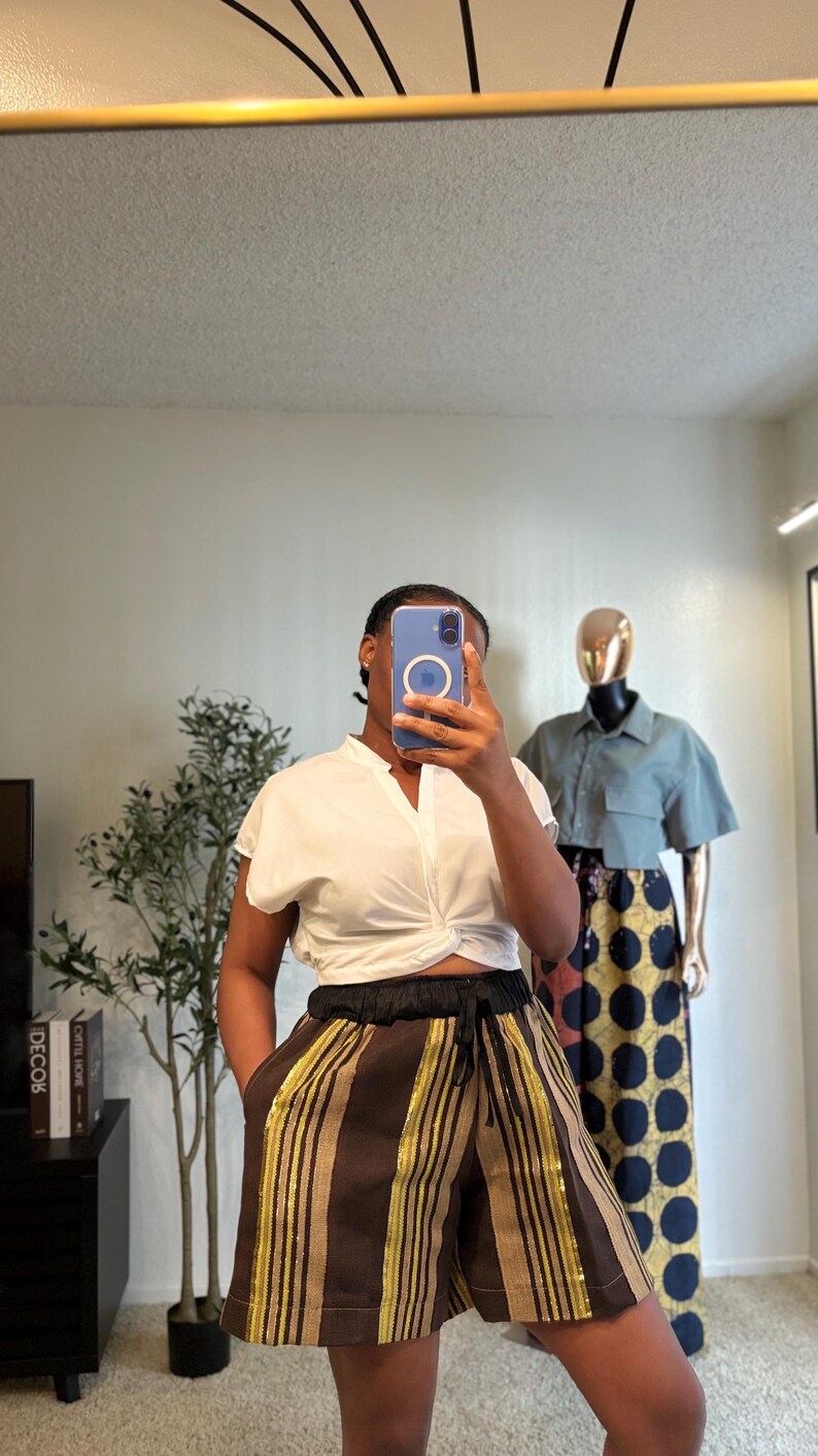 Aso Oke African Print Shorts: High Waist, Relaxed Fit (size 10-16) - Etsy