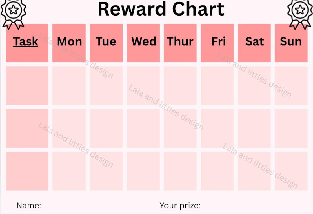Pink Reward Chart Printable - Etsy