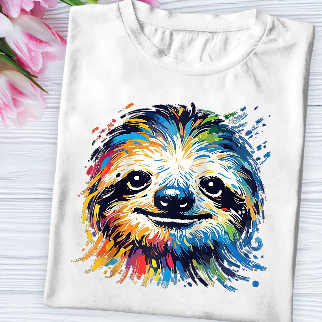 Colorful Sloth Face PNG - Watercolor Sloth Head Clipart - Cute Lazy ...