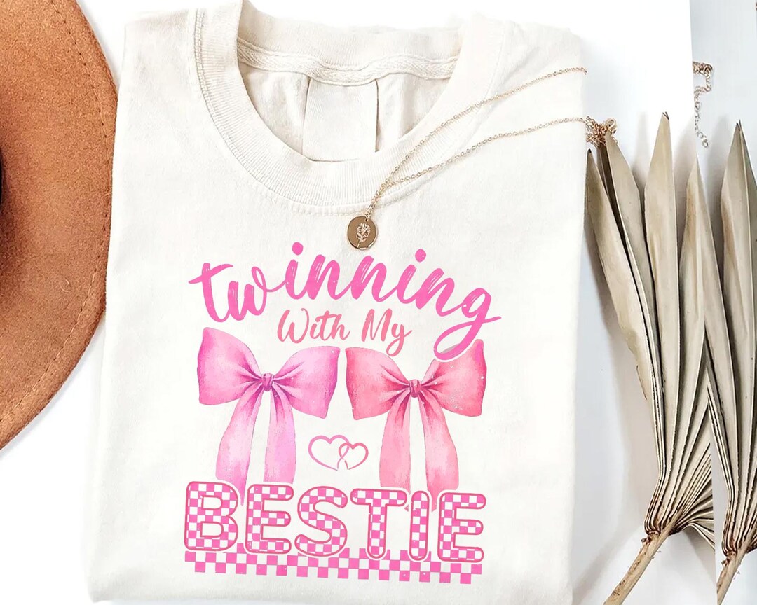 Bestie PNG: Matching Pink Bow Friendship Design (digital Download - Etsy