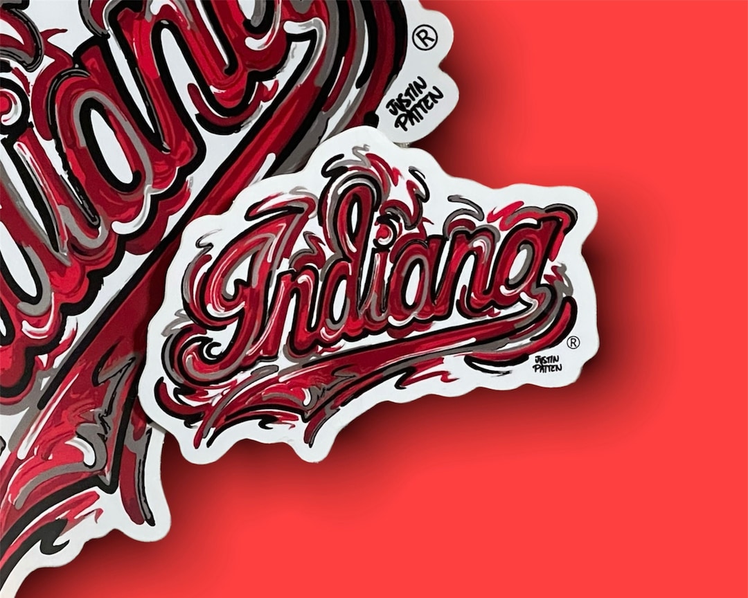 Indiana University Script Mini Vinyl Sticker by Justin Patten. (storm ...