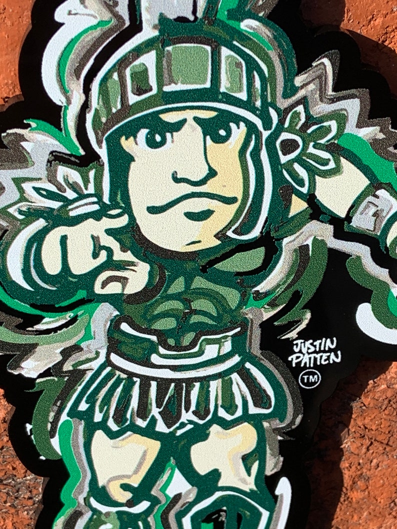 Ornament Michigan State Sparty by Artist Justin Patten Black | Etsy