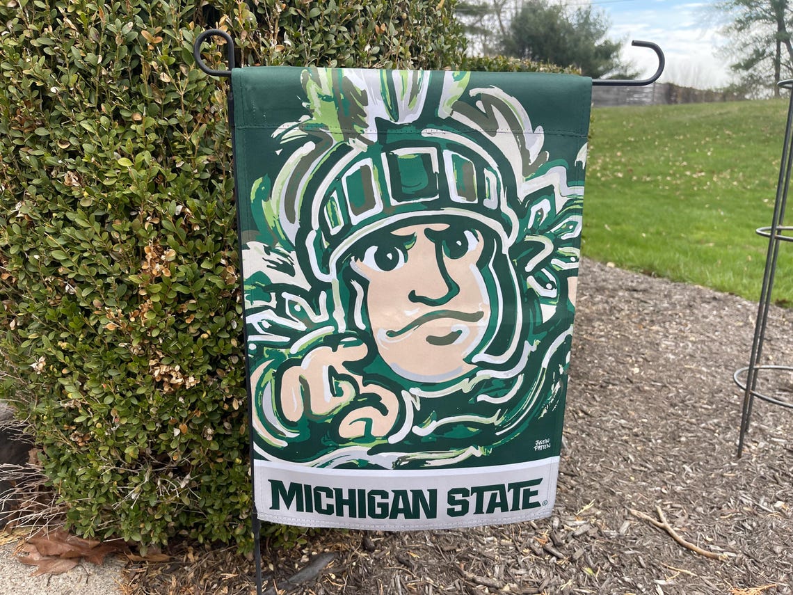 Michigan State University Mascot Garden Flag by Justin Patten (storm ...