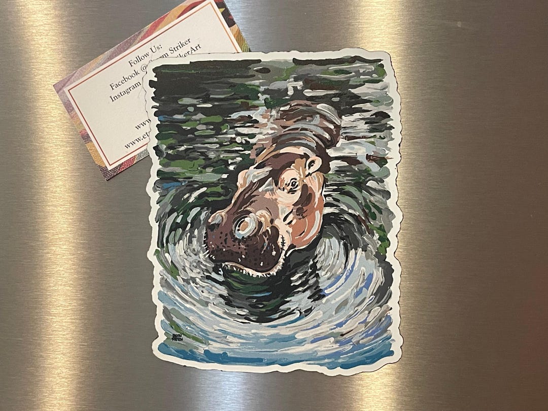 Animal Hippo Magnet by Justin Patten (storm Striker Art, Animal Art ...