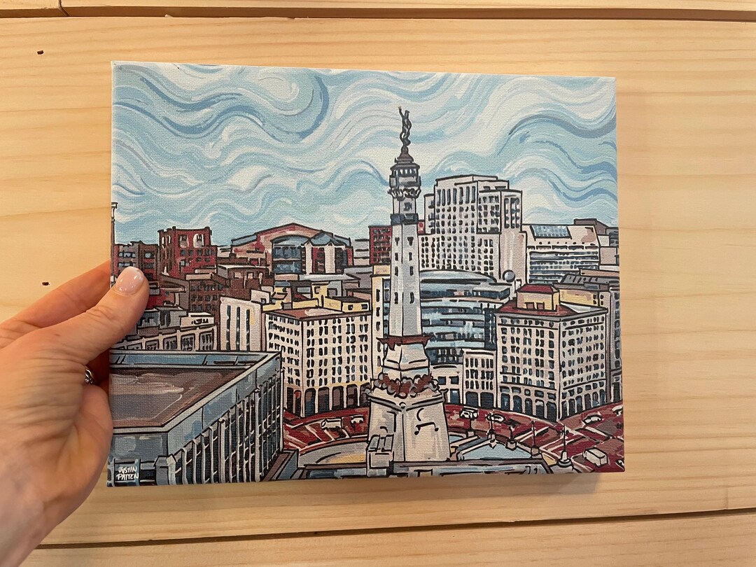 Indianapolis "the Circle" Skyline 10"x8" Wrapped Canvas Print by Justin ...