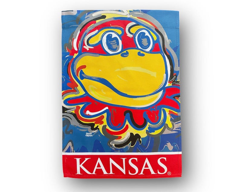 University of Kansas Mascot Garden Flag 12" X 18" by Justin Patten ...