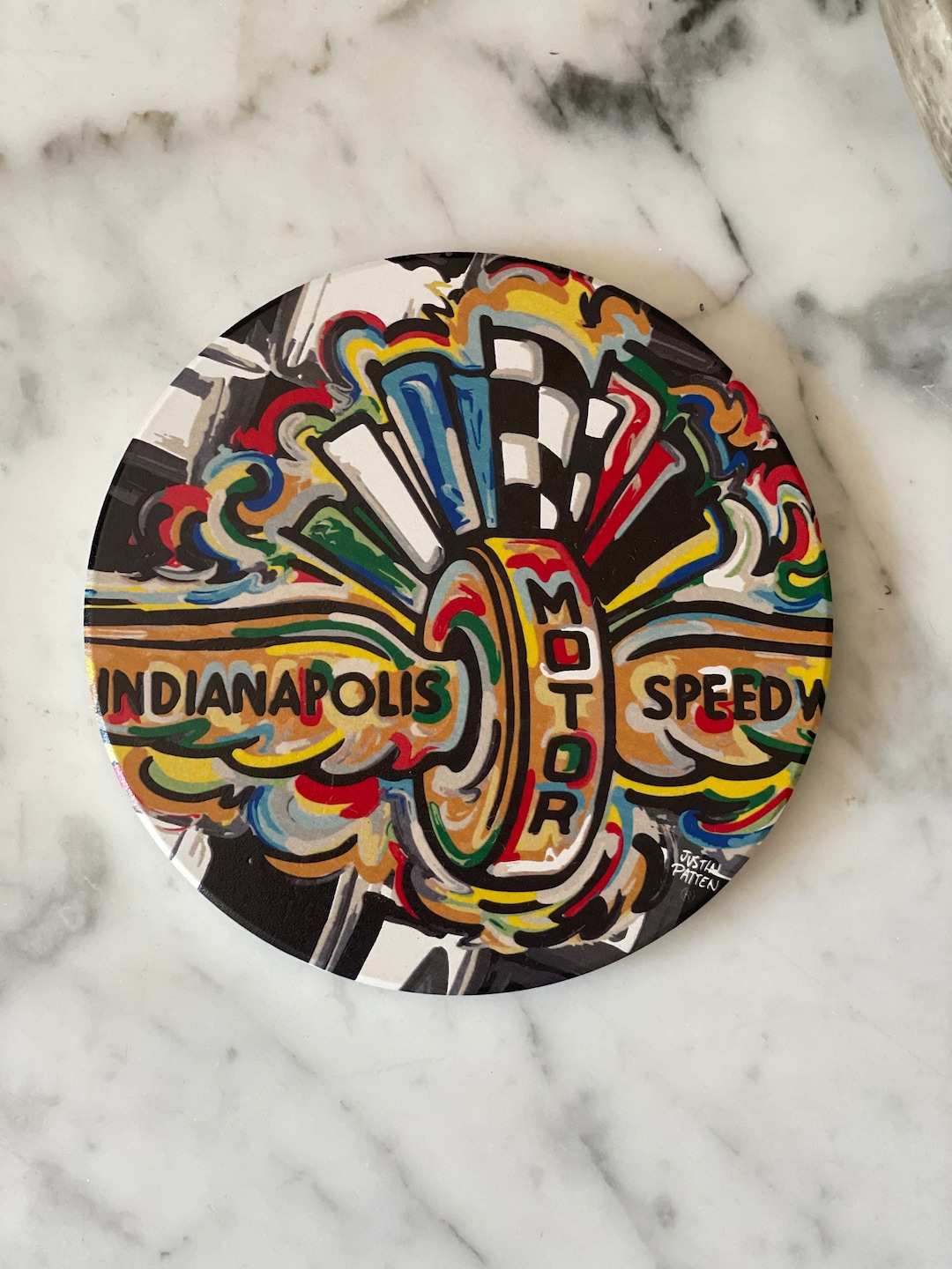 Indianapolis Motor Speedway Wing and Wheel Stone Coaster by Justin ...