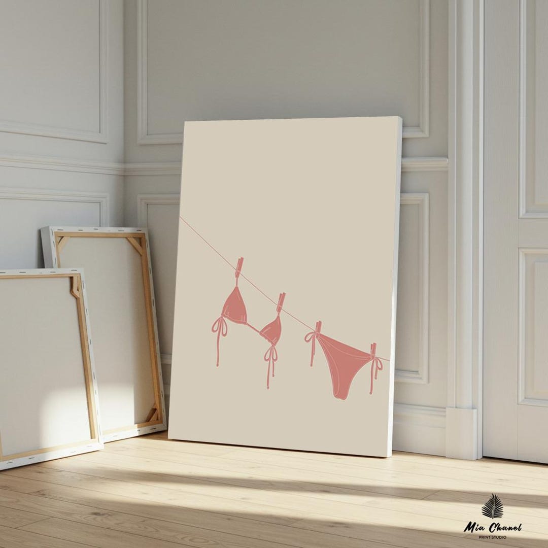 Pink Bikini Art Print, Bathing Suit Poster, Beachy Prints, Pink Print ...