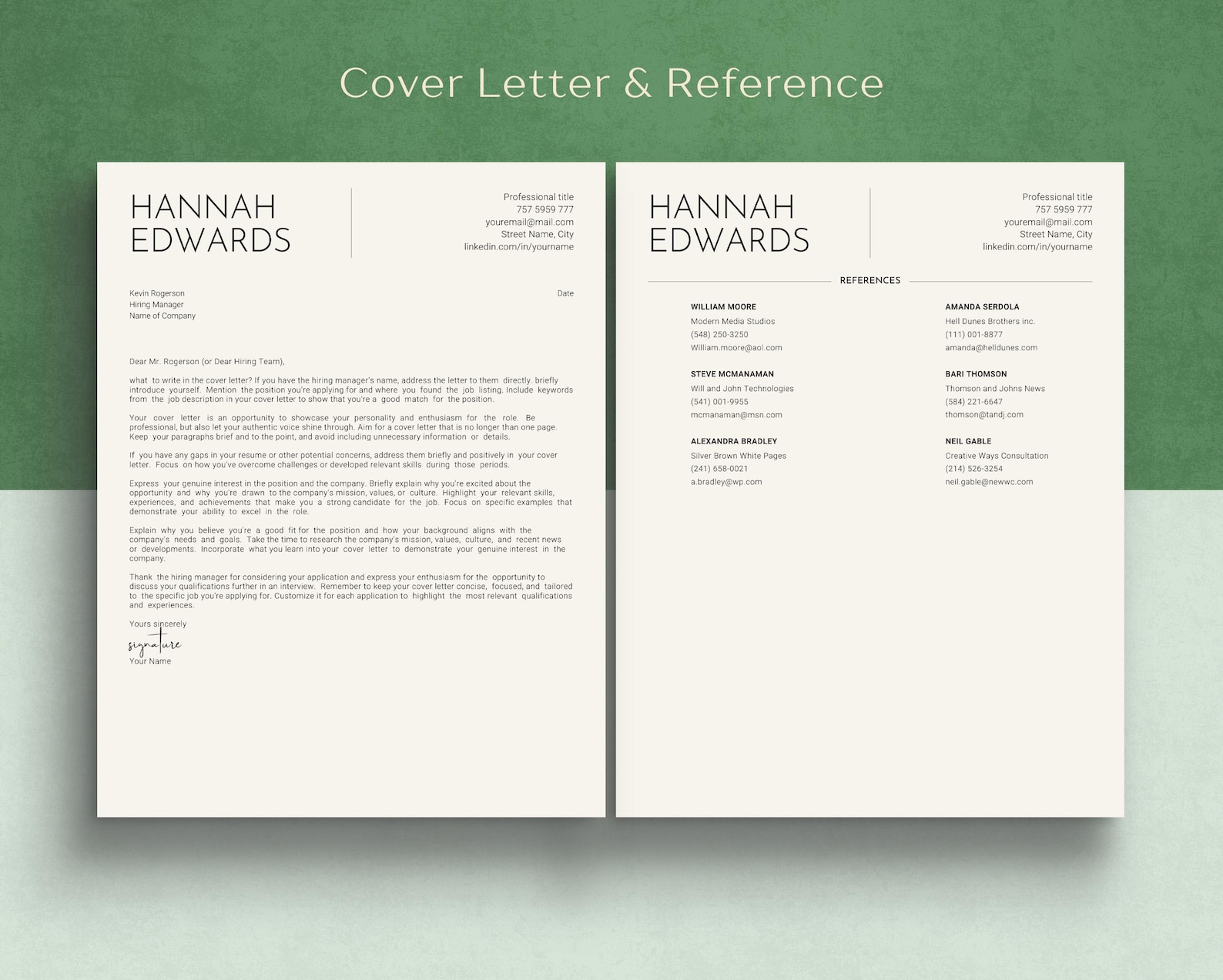 Minimalist Single-column Resume Template for Job Applications CV Cover ...