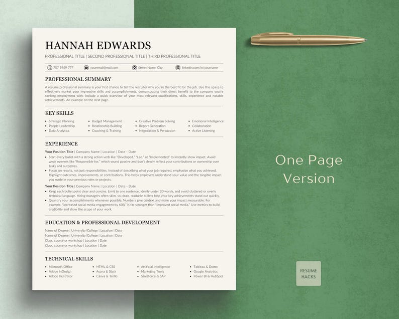 Creative Ats-friendly Single-column CV Template for Job Applications ...