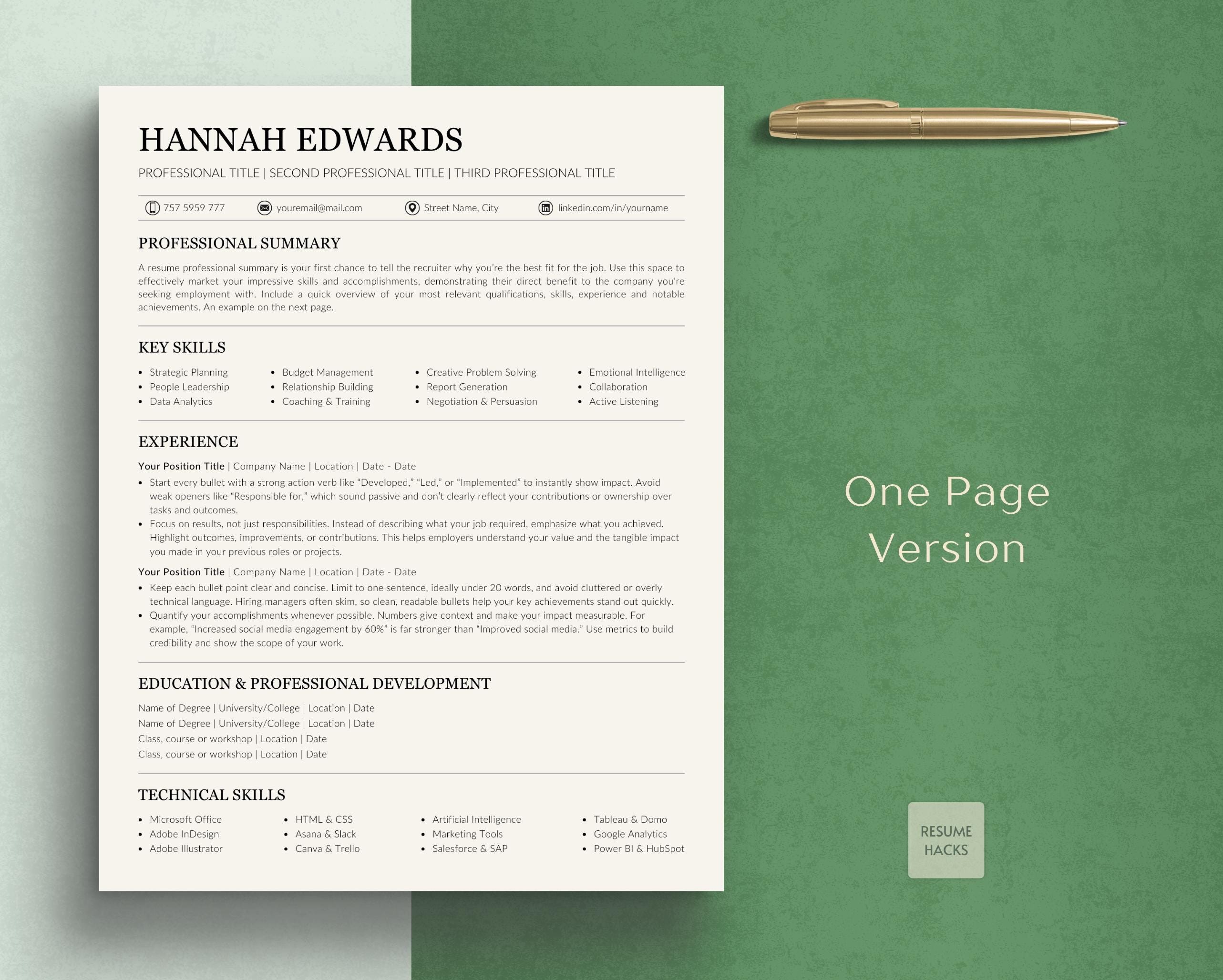 Creative Ats-friendly Single-column CV Template for Job Applications ...