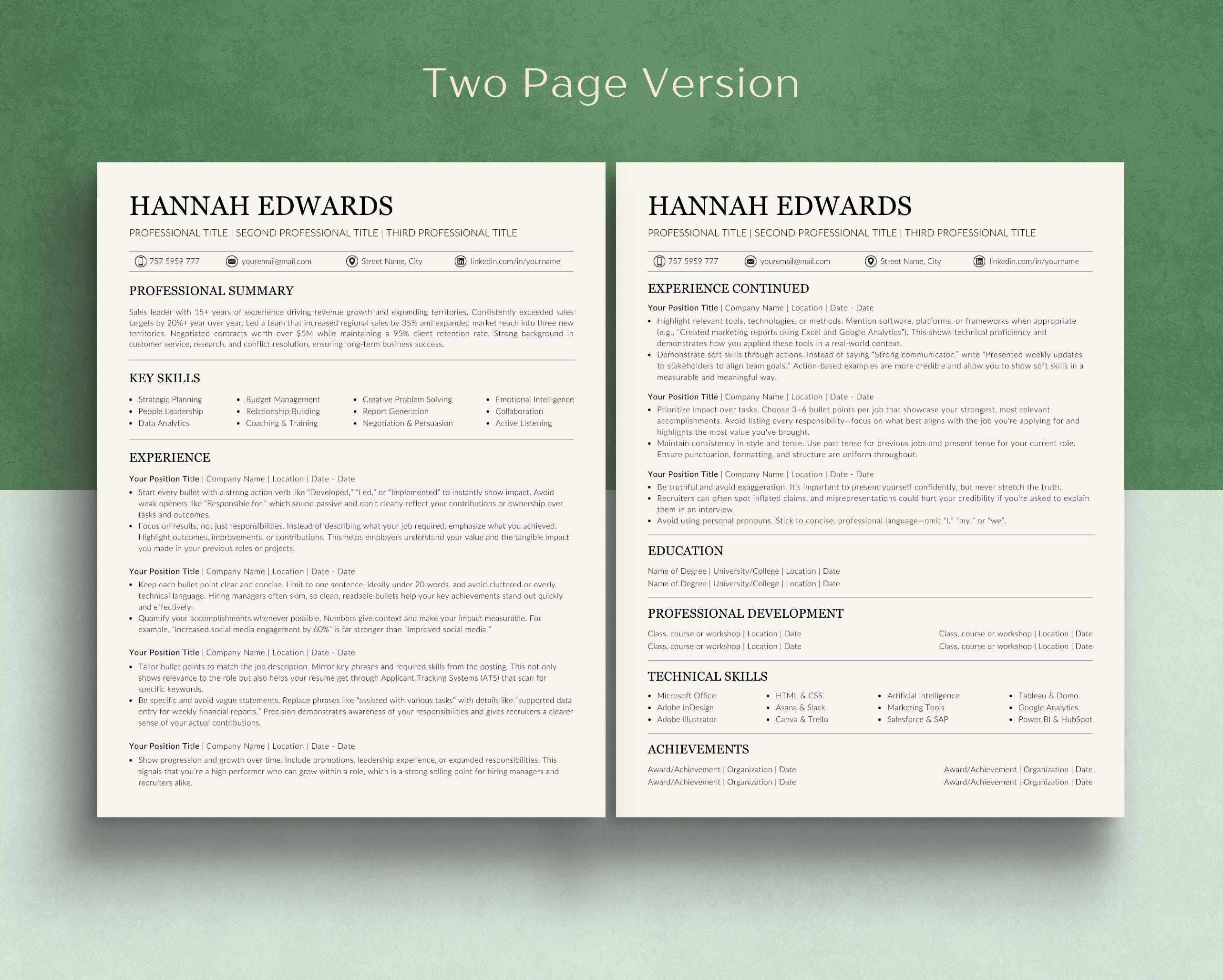 Creative Ats-friendly Single-column CV Template for Job Applications ...