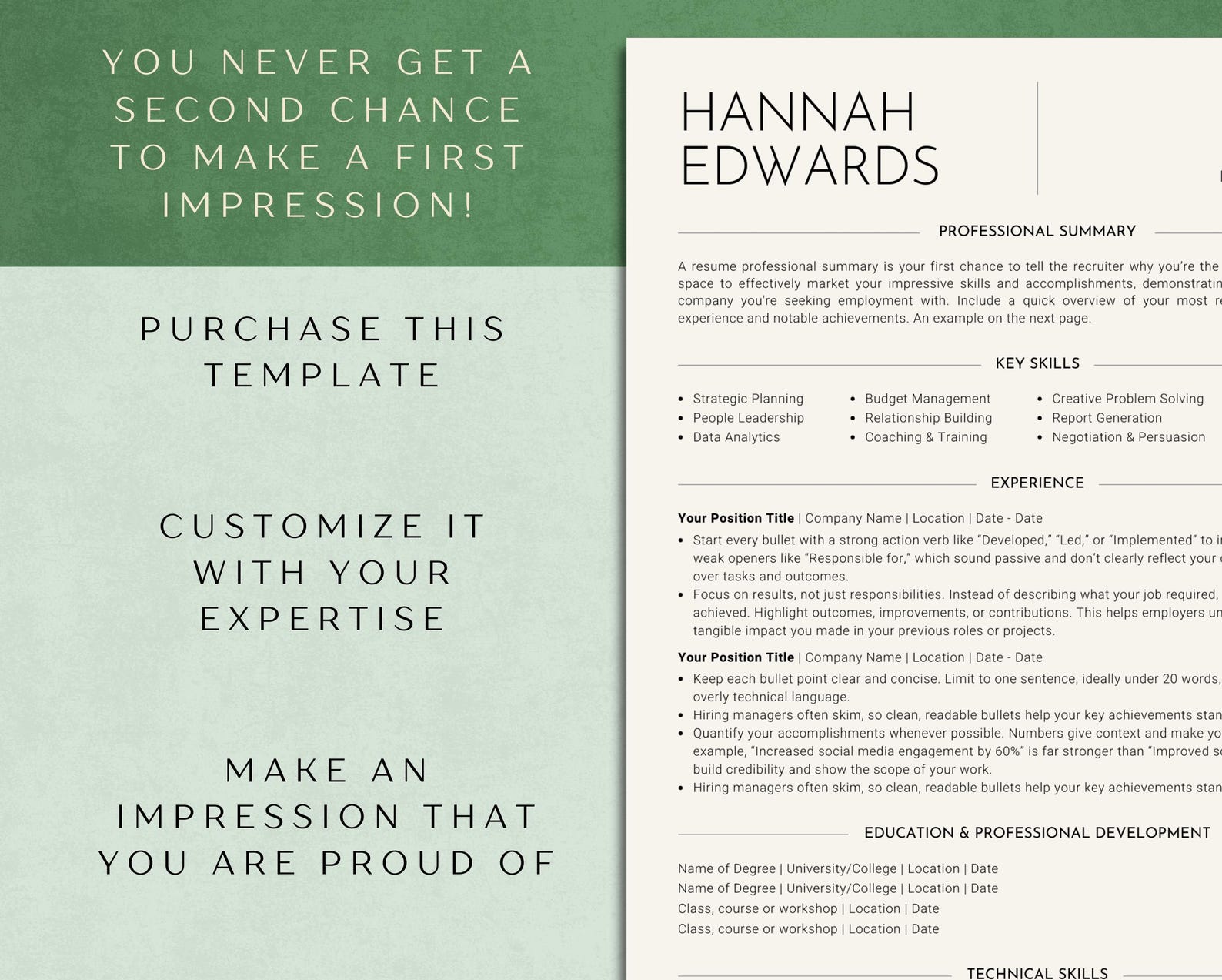 Minimalist Single-column Resume Template for Job Applications CV Cover ...
