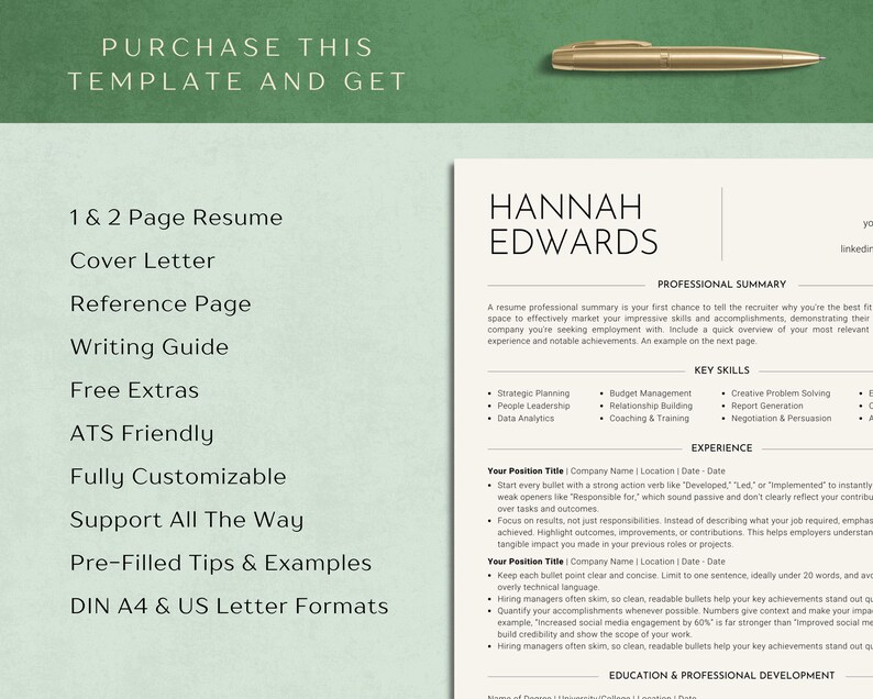 Minimalist Single-column Resume Template for Job Applications CV Cover ...