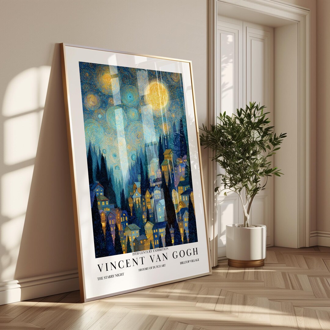 Van Gogh Starry Night Print | Framed Fine Art Poster - Etsy