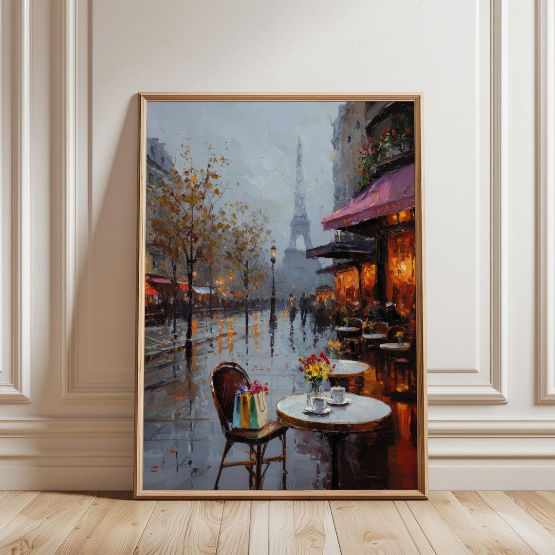 Monet Inspired Paris Cafe Print | Eiffel Tower, Travel Poster - Etsy