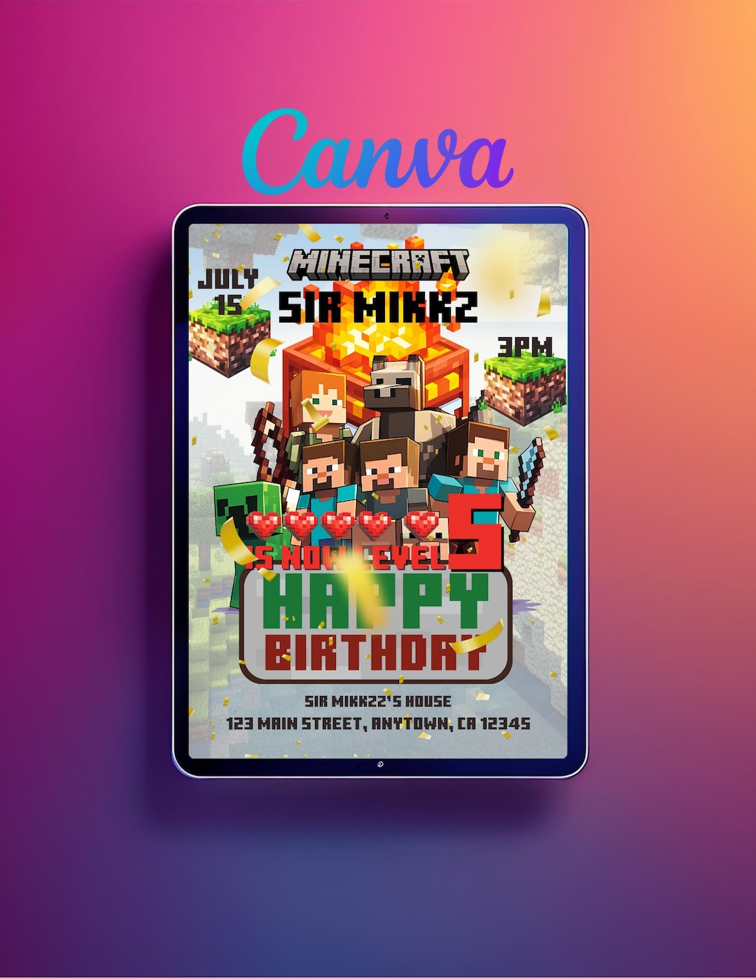 Minecraft Birthday Flyer, Specials Flyer, Editable Flyer for Birthday ...