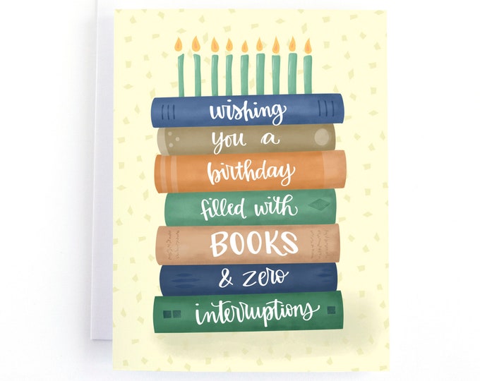 Book Lover Birthday Card, Funny Bibliophile Greeting Card, Birthday ...