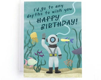 Diver Happy Birthday Birthday Card for Dive Lovers Scuba Diving ...
