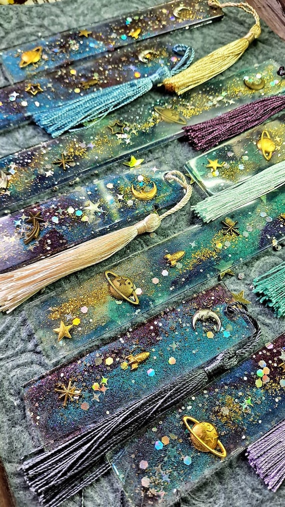 Galaxy Bookmarks Outer Space Inspired Resin Bookmarks - Etsy