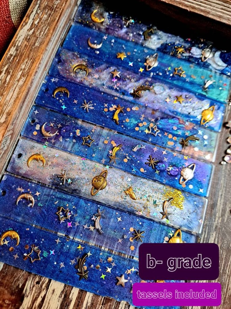 Galaxy Bookmarks Outer Space Inspired Resin Bookmarks - Etsy