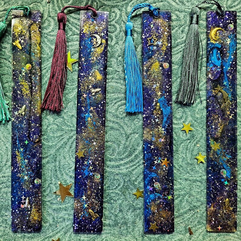 Galaxy Bookmarks Outer Space Inspired Resin Bookmarks - Etsy