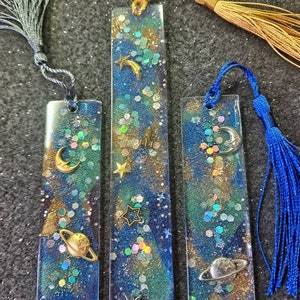 Galaxy Bookmarks Outer Space Inspired Resin Bookmarks - Etsy