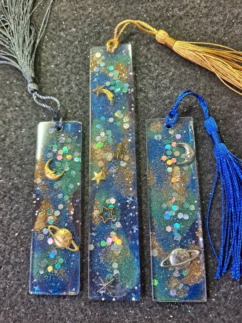Galaxy Bookmarks Outer Space Inspired Resin Bookmarks - Etsy