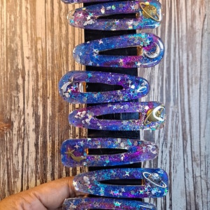 NEW COLORS! Galaxy Resin Hair Clips | Space Themed Barrettes - Etsy