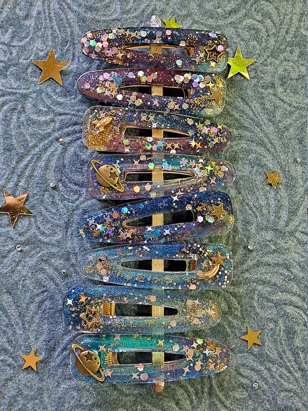 NEW COLORS! Galaxy Resin Hair Clips | Space Themed Barrettes - Etsy