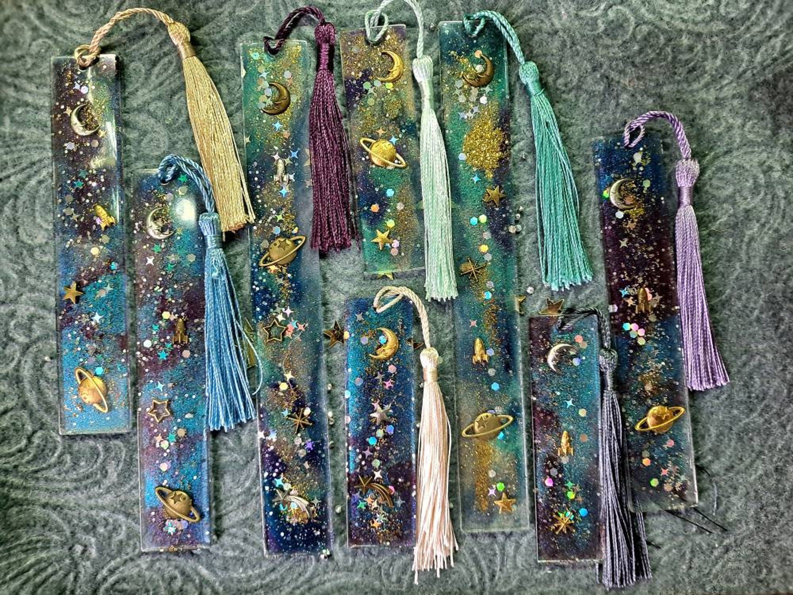 Galaxy Bookmarks Outer Space Inspired Resin Bookmarks - Etsy