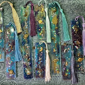 Galaxy Bookmarks | Outer Space Inspired Resin Bookmarks - Etsy