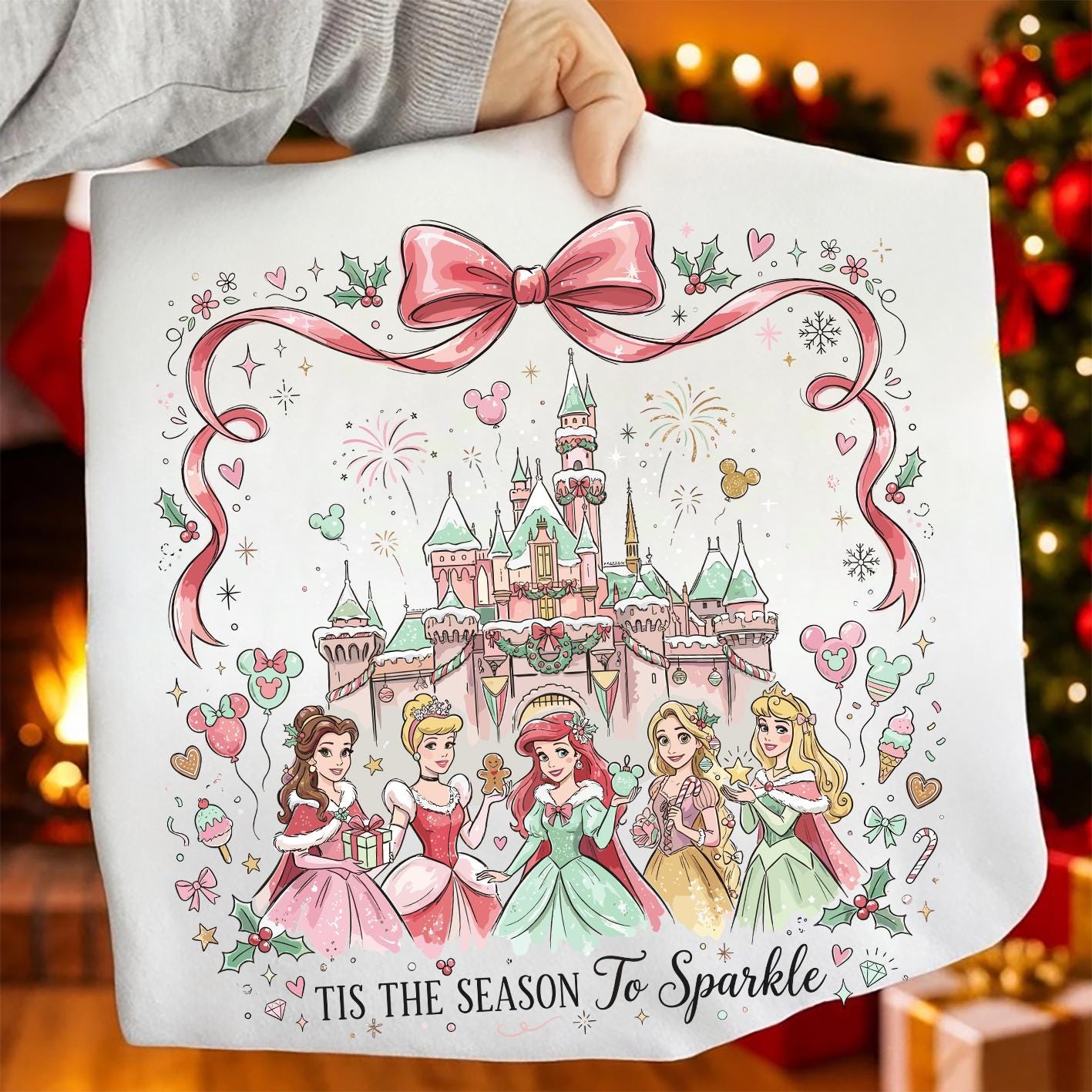 Disney Princess Christmas PNG, Castle Christmas Clipart, Pink Holiday ...