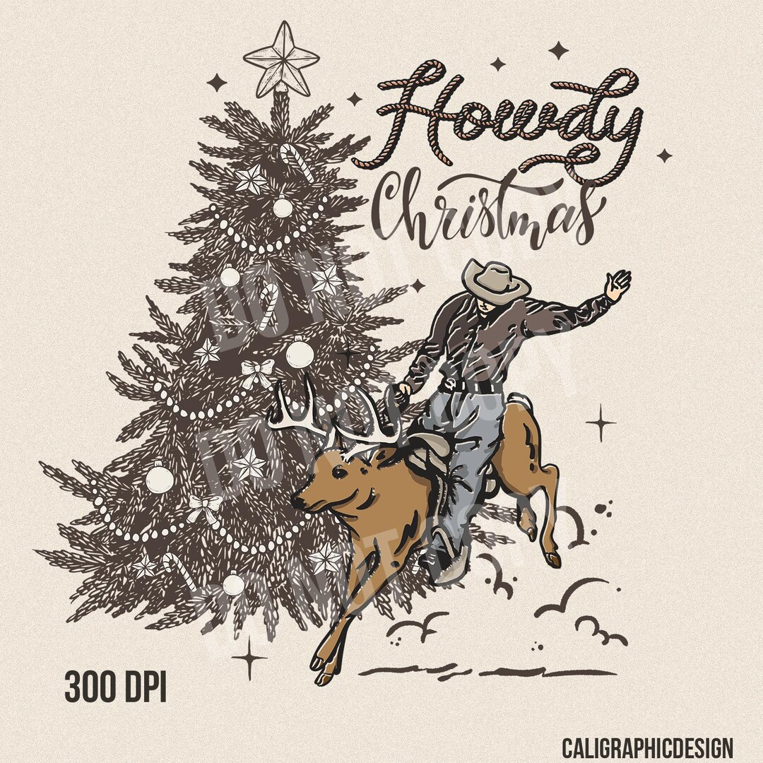 Howdy Christmas PNG, Cowboy Reindeer, Western Holiday (digital Download ...