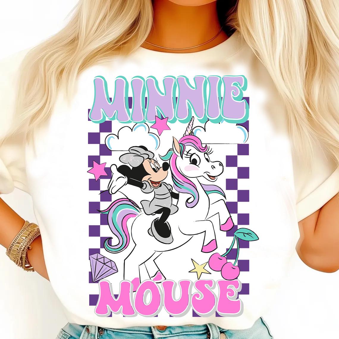 Minnie Mouse Unicorn PNG, Checkered Kids Shirt Design (digital Download ...