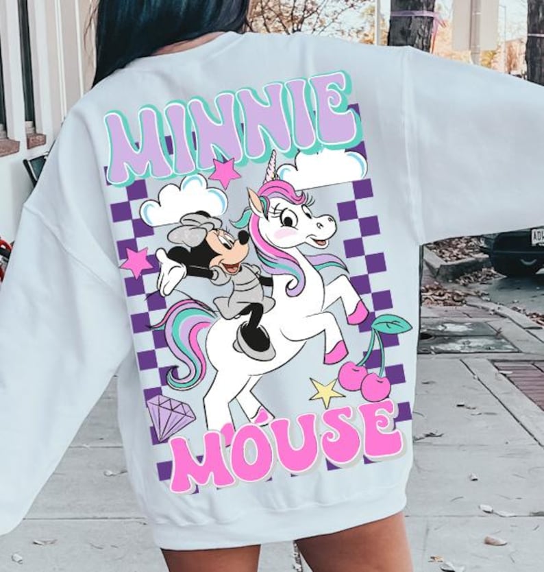 Minnie Mouse Unicorn PNG, Checkered Kids Shirt Design (digital Download ...