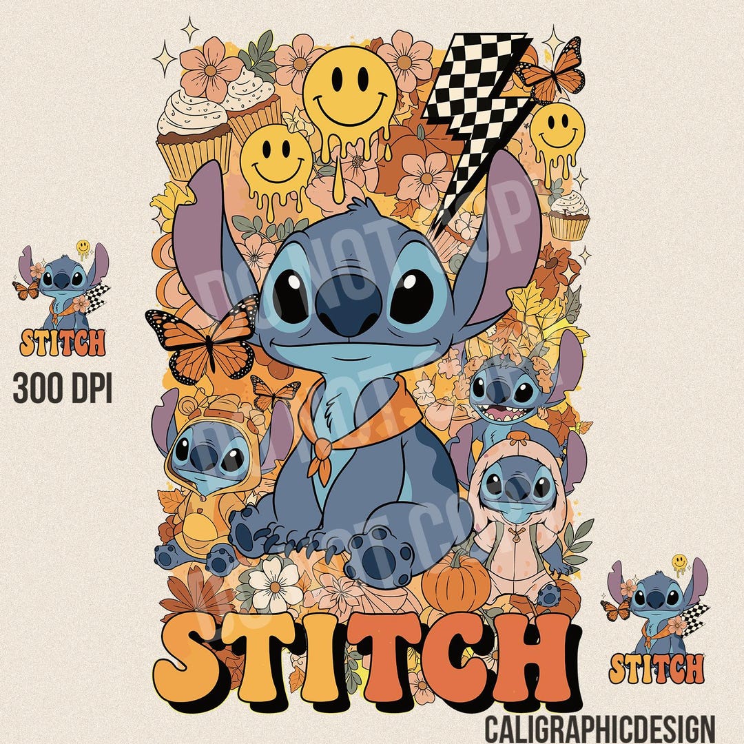 Fall Stitch PNG: Retro Autumn Clipart, Cupcake & Flowers (digital ...
