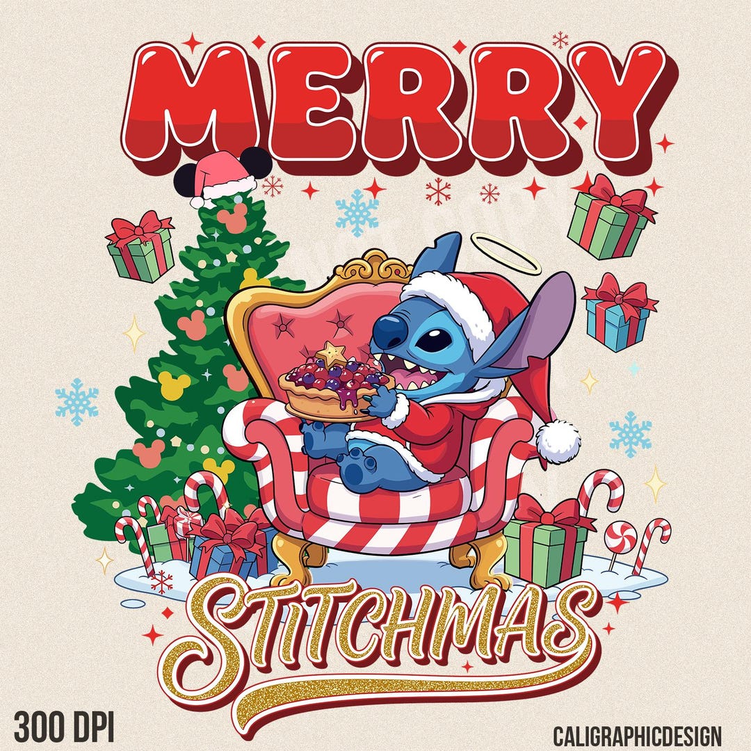 Merry Stitchmas PNG, Blue Monster Christmas Design (digital Download ...