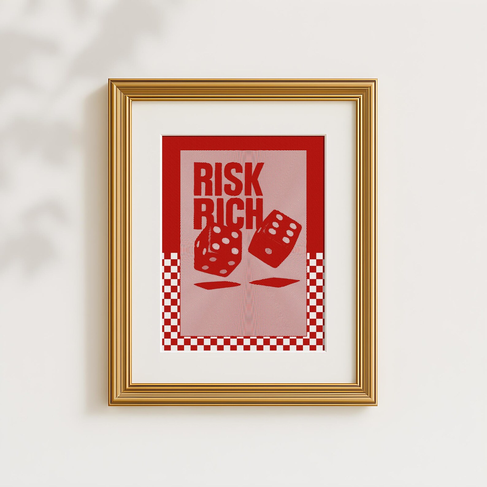 Risk Rich Poster Wall Art, Red Dice Print, Minimalist Motivation Art ...
