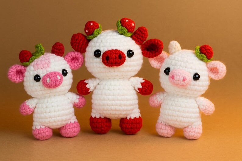 Amigurumi Crochet Pattern PDF – Mochi Cow – Cute Kawaii Cow Plushie ...