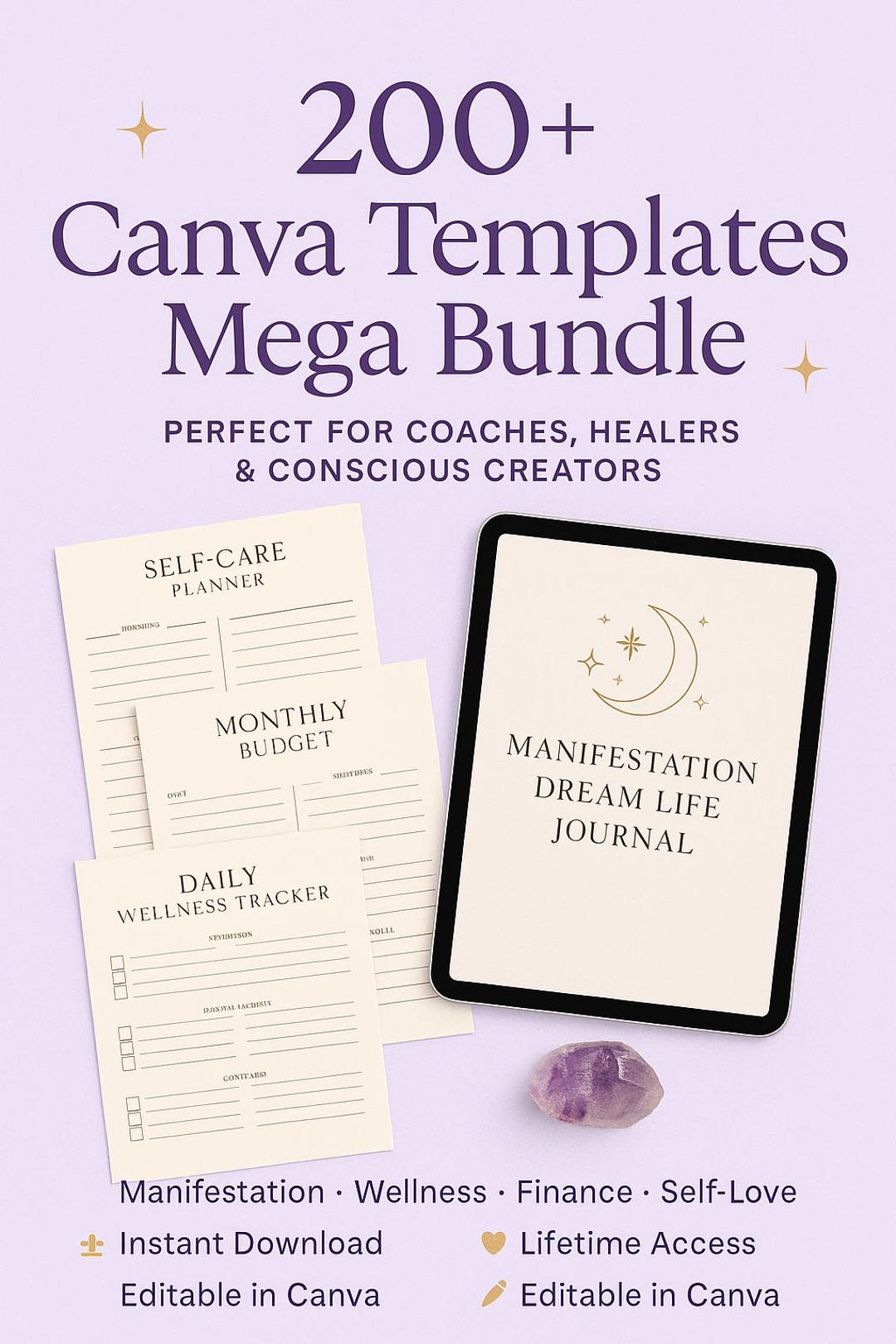 200+ Canva Template Bundle | Journals, Planners, Trackers, Self-care ...