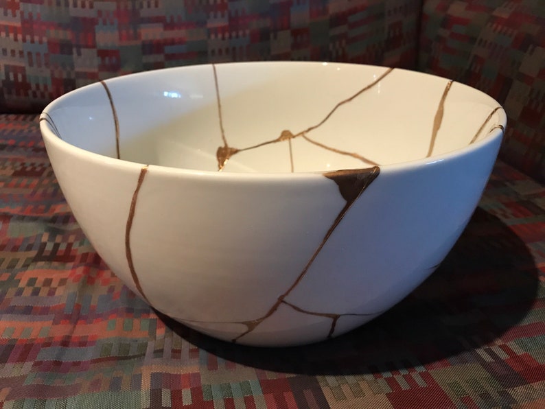Kintsugi Large White Decorative Bowl 20 Plus Breaks - Etsy