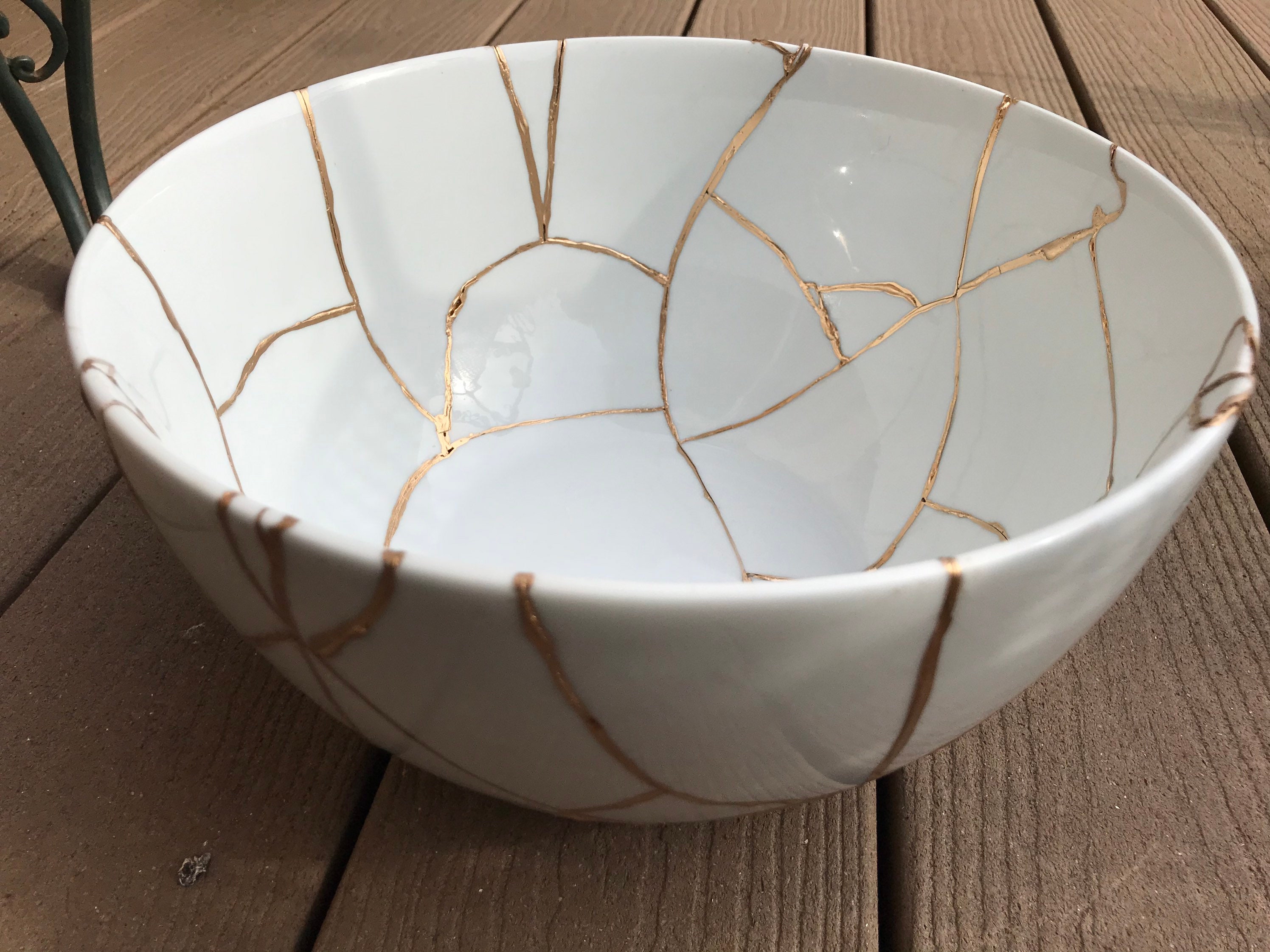 Kintsugi Decorative Large White Bowl 30 Plus Breaks | Etsy