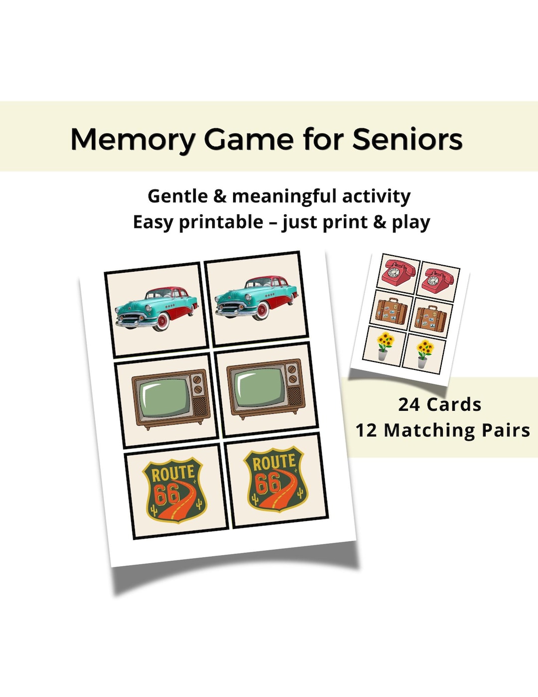 Vintage Memory Game for Seniors, Reminiscence Cards | Senior Activity ...