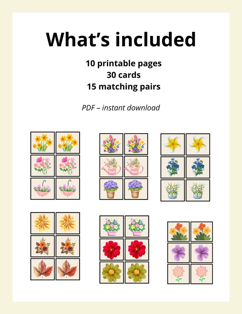 Flower Memory Matching Game for Seniors | Dementia Friendly Activity ...
