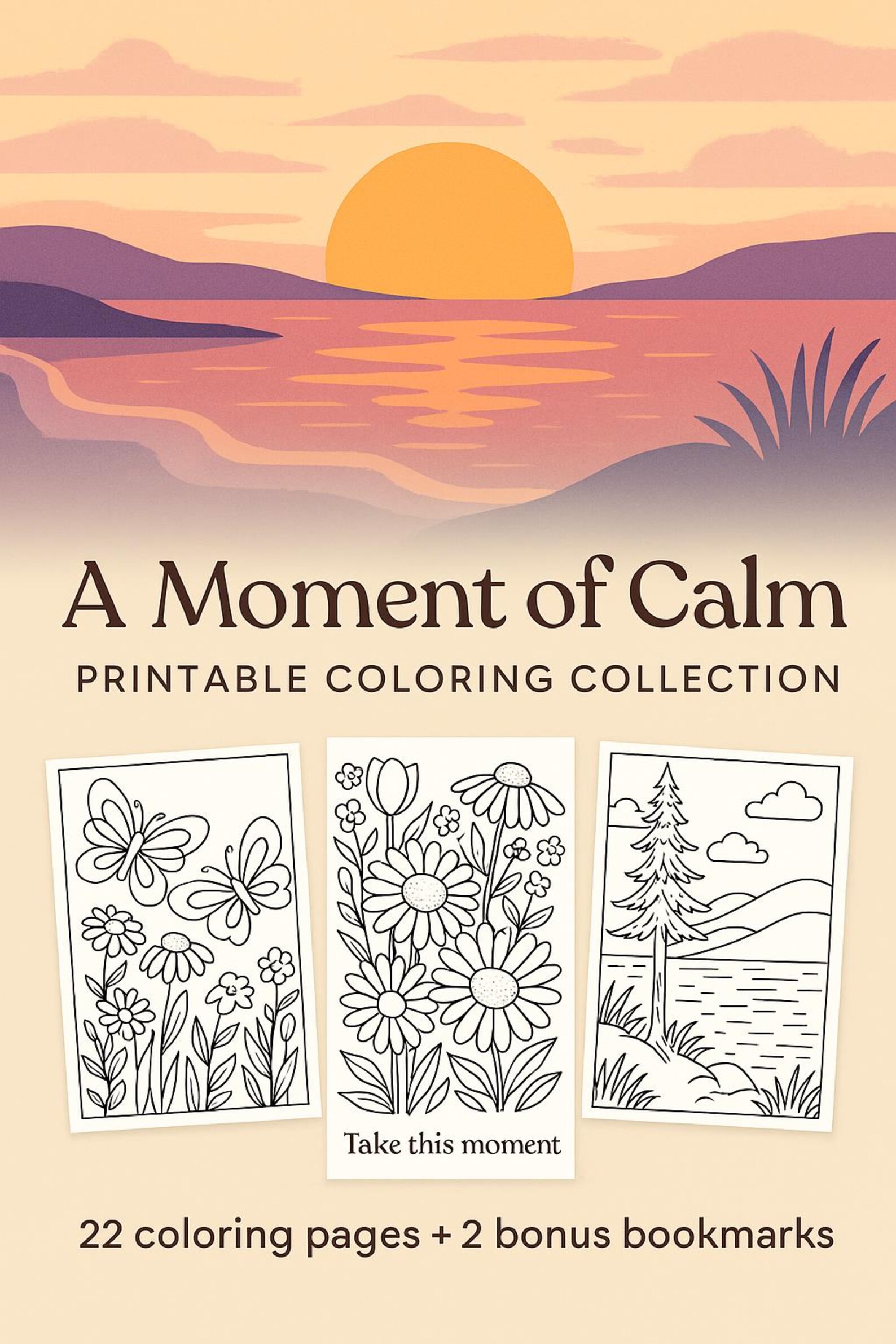 A Moment of Calm – Printable Coloring Book for Adults & Seniors (22 ...